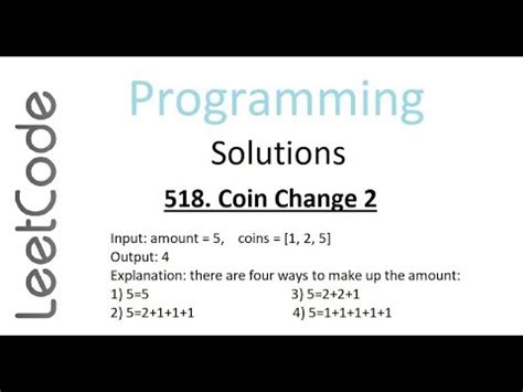 Coin Change 2 Leetcode Solution | Python - YouTube