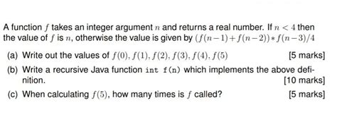 Solved A Function F Takes An Integer Argument N And Returns