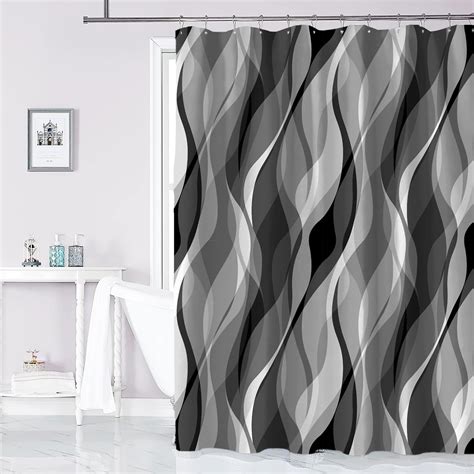 Black And Grey Shower Curtain For Bathroom Black And White