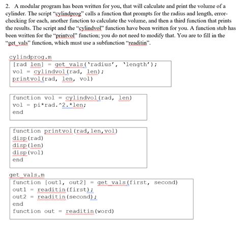 Solved Solve Using Matlab 1 A Modular Program Has Been