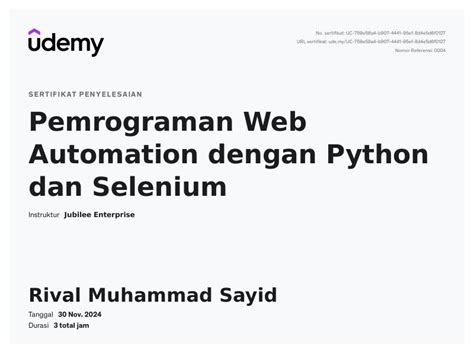 Ive Just Completed The Web Automation With Python And Selenium Course By Rival Muhammad Sayid