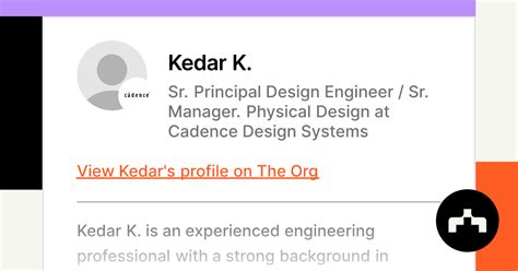 Kedar K Sr Principal Design Engineer Sr Manager Physical Design