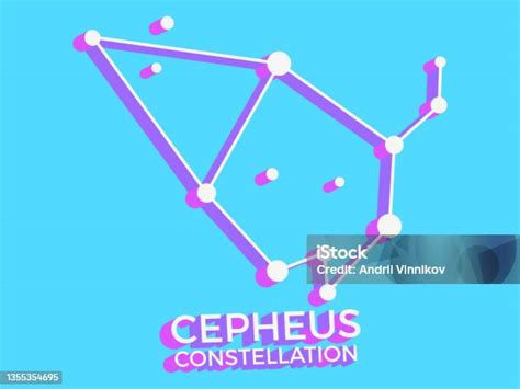 세페우스 별자리 3d 기호 파란색 배경에 등색 스타일별 아이콘 별과 은하의 클러스터 벡터 일러스트레이션 3차원 형태에 대한 스톡 벡터 아트 및 기타 이미지 Istock
