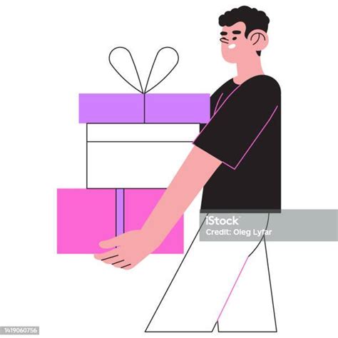 선물이 든 선물 상자를 들고 생일이나 기념일을 축하하는 행복한 미소 짓는 남자 귀하의 컨셉은 상 수상자 초상 또는 크리스마스