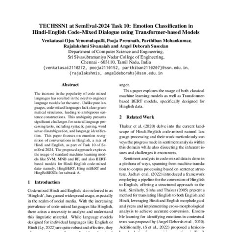 Techssn1 At Semeval 2024 Task 10 Emotion Classification In Hindi