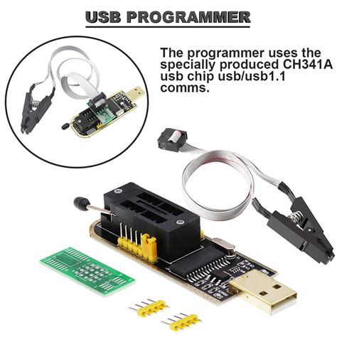 Snapklik Com USB Programmer CH341A SOP8 SOIC8 Test Clip 18V Adapter Board SOP8 150mil 200mil