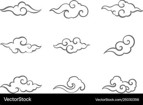 Chinese Cloud Motif Set Royalty Free Vector Image