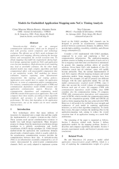 Pdf Models For Embedded Application Mapping Onto Nocs Timing Analysis