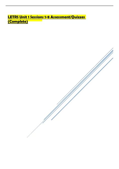 Complete LETRS Unit 1 Sessions LETRS Unit 1 Session 1 8 Assessment Quizzes 2023 LETRS