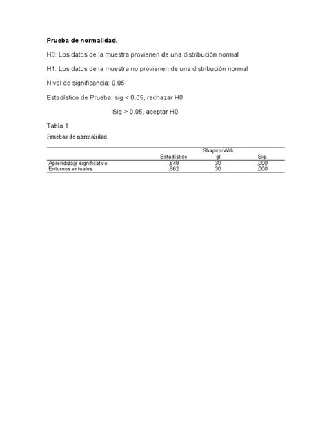 Prueba De Normalidad Pdf