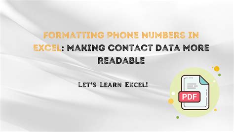 Formatting Phone Numbers In Excel Making Contact Data More Readable