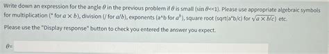 solved write down an expression for the angle θ ﻿in the