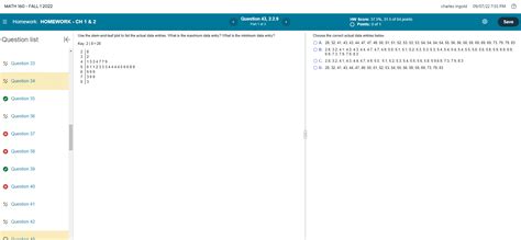 Solved Use The Stem And Leaf Plot To List The Actual Data