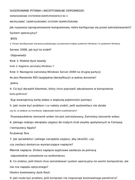 Recenzent Css Nc Ii Możliwe Pytania I Odpowiedzi Pdf