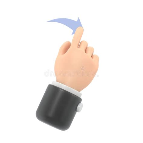 Touchscreen Gesture Line Icons3d Illustration Hand Swipe Right Cartoon Character Hand Stock
