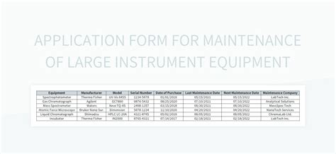 Free Instrument And Equipment Templates For Google Sheets And Microsoft Excel Slidesdocs
