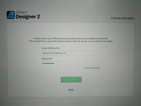 can not activate v2 universal license pre v2 archive of affinity on
