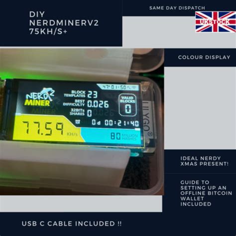 Bitcoin Nerdminer V2 Btc Nerd Miner With Screen And Usb Cable And Case 78khs Ebay