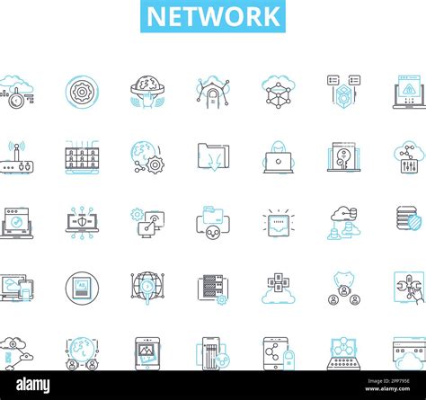 Network Linear Icons Set Connectivity Collaboration Sharing