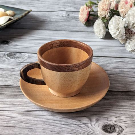 Wooden Tea Cup And Saucer Set Birthday T Set For Tea Lovers