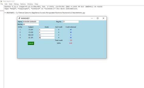 Completed A Tkinter Based Marksheet Calculator Kishore Kannan H Posted On The Topic Linkedin