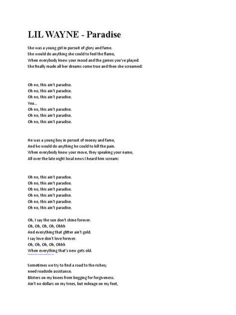 Lil Wayne Songs Lyrics Pdf Poetry