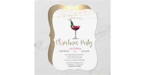 Cocktailstring Lights Gold Christmas Company Invitation Zazzle