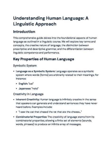 Linguistic Overview Key Concepts In Human Language Course Code Studocu