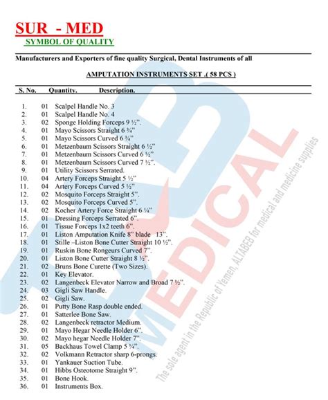 Amputation Surgery Instruments Set Altabeb Med