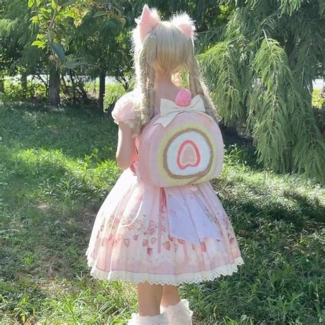 Pink Cake Bow Backpack Crossbody Bag Artgalleryzen