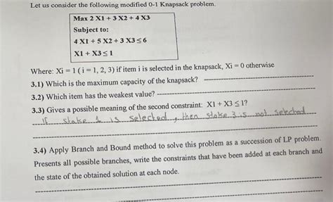 solved let us consider the following modified 0 1 knapsack