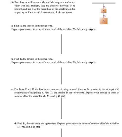 Solved 3 Two Blocks With Masses My And M2 Hang One Under