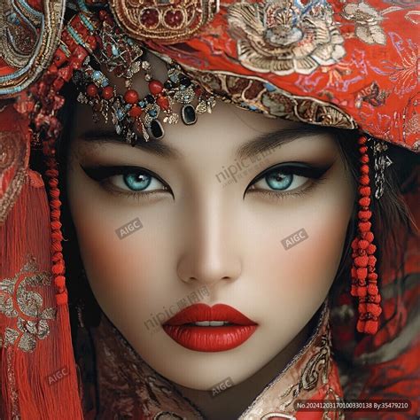 Ai创作图蒙古族美人 蒙古族美女插画 东方女性美女人物 唯美脸谱 非物质文化化妆妆容 东方女性东方人物 少数民族女人素材 新疆风格美女 蒙古族新娘 维吾尔族美人 东方女性人物 古风嫁衣美女