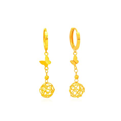 Taka Jewellery 916 Gold Hoop Dangling Earrings Taka Jewellery