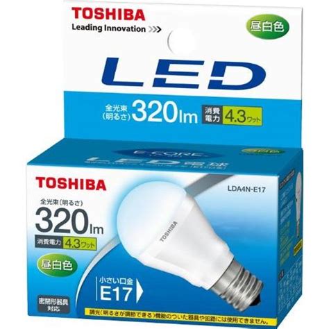 東芝ライテック Lda4n E17 東芝 Led電球 ミニクリプトン形 43w 密閉器具対応 E17口金 電球25w相当・320ルーメン 昼