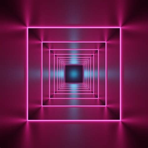 3d визуализация абстрактный неоновый геометрический фон Премиум Фото