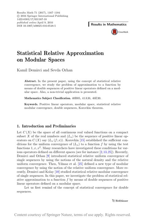 Statistical Relative Approximation On Modular Spaces Request Pdf