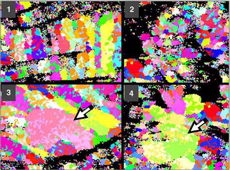 EBSD Color Coded Orientation Maps Of Sections Selected In Fig 7 Download Scientific Diagram