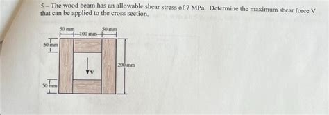 Solved 5 The Wood Beam Has An Allowable Shear Stress Of