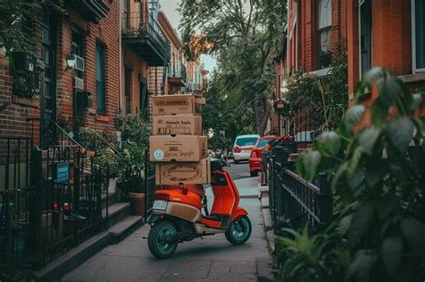 Premium Photo Pizza Delivery Scooter At Sunset