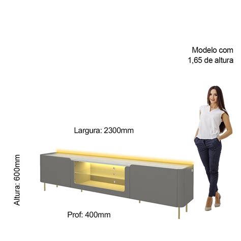 Rack Para Tv Até 85 Polegadas Com Led Com Pés Ferro 230cm Splendore
