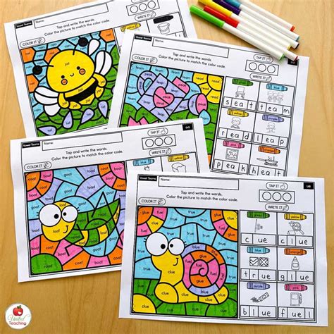 Phonics Color By Code Spring Worksheets United Teaching
