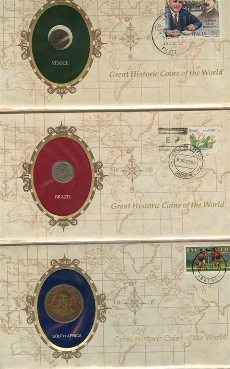 Great Historic Coins Of The World Franklin Mint 50 Stamp Panels