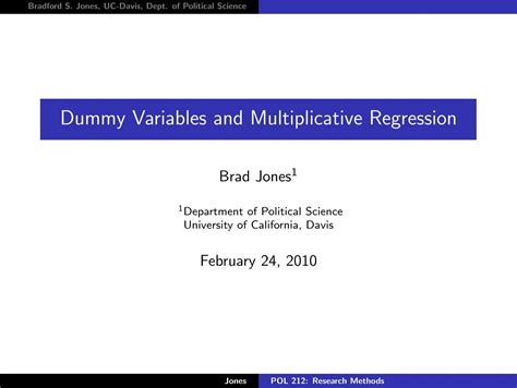 Dummy Variables And Multiplicative Regression Department Of