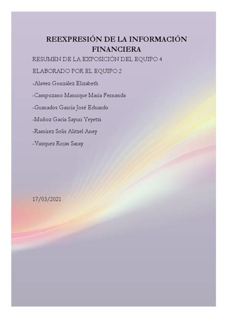 Reexpresion De Estados Financieros Pdf Contabilidad Inflación