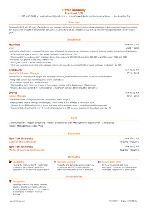 5 Fractional Ceo Resume Examples And Guide For 2024