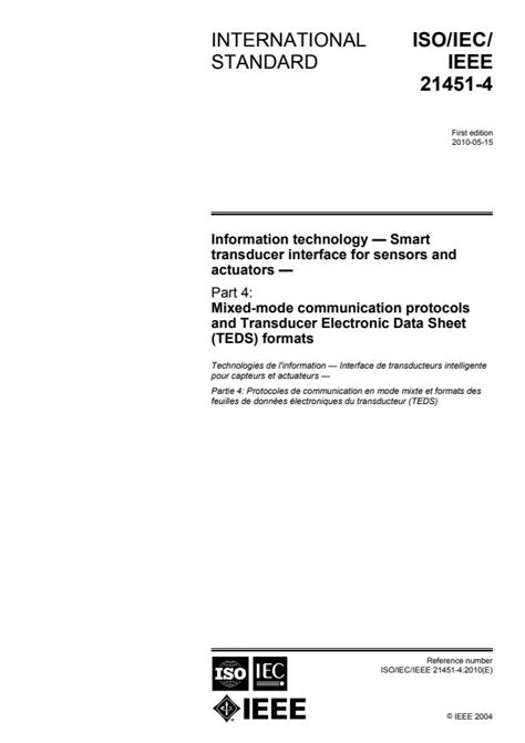 ISO IEC IEEE 21451 4 2010 Information Technology Smart Transducer Interface For Sensors And