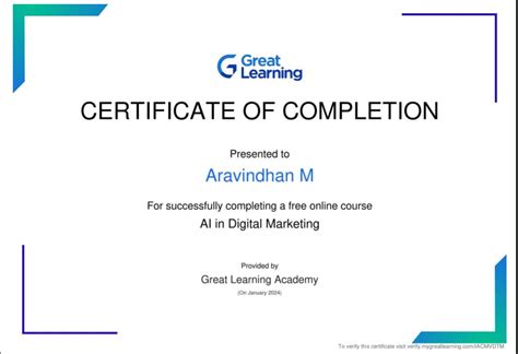 Greatlearningacademy Greatlearning Glacertificate Aravindhan M