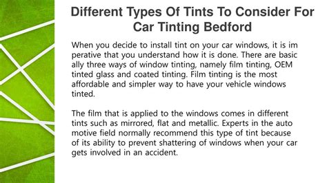 PPT Different Types Of Tints To Consider For Car Tinting Bedford PowerPoint Presentation ID
