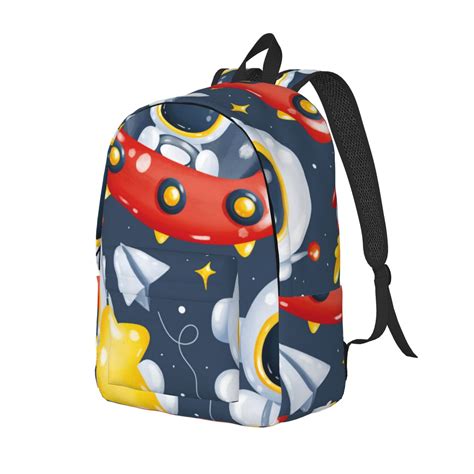 Honeii Astronaut And Space Print Canvas Backpack For School And Outdoor